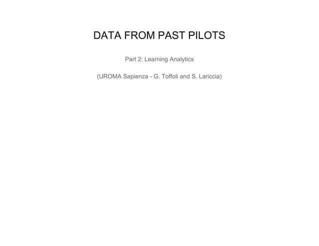 Data from past pilots part 2 learning analytics | PDF