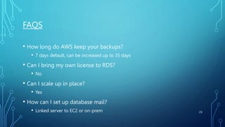 Running SQL Server on AWS | John McCormack | DataGrillen 2019 | PPT | Free Download