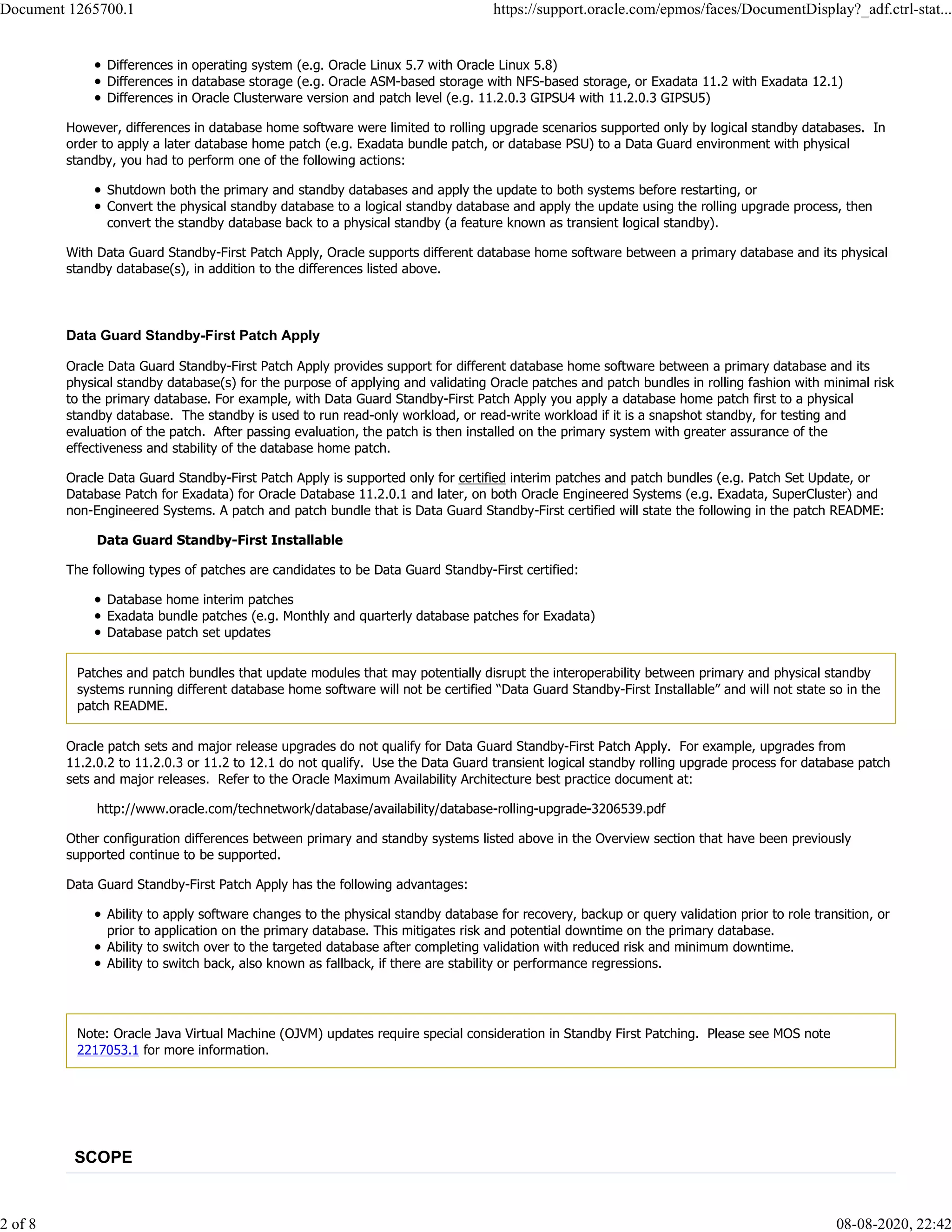Dataguard first apply patch | PDF