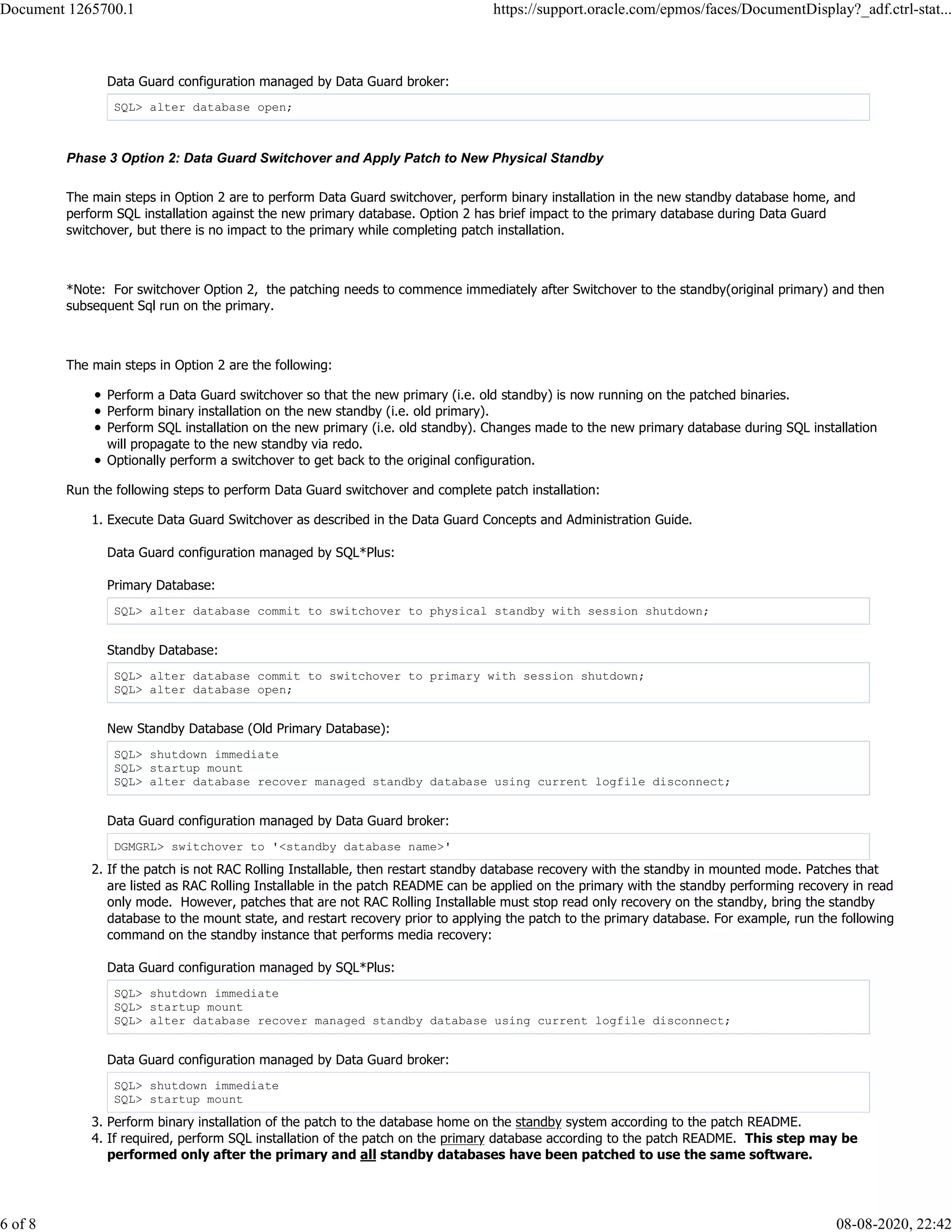 Dataguard first apply patch | PDF