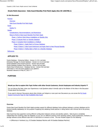 Dataguard first apply patch | PDF