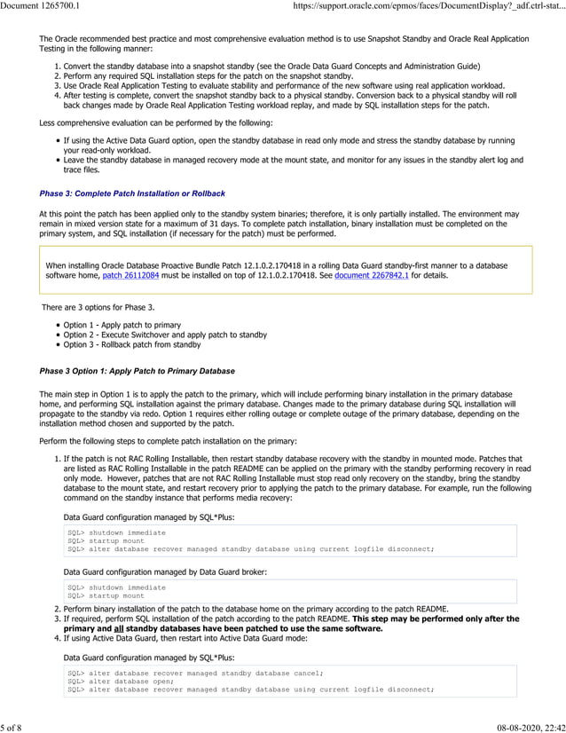 Dataguard first apply patch | PDF