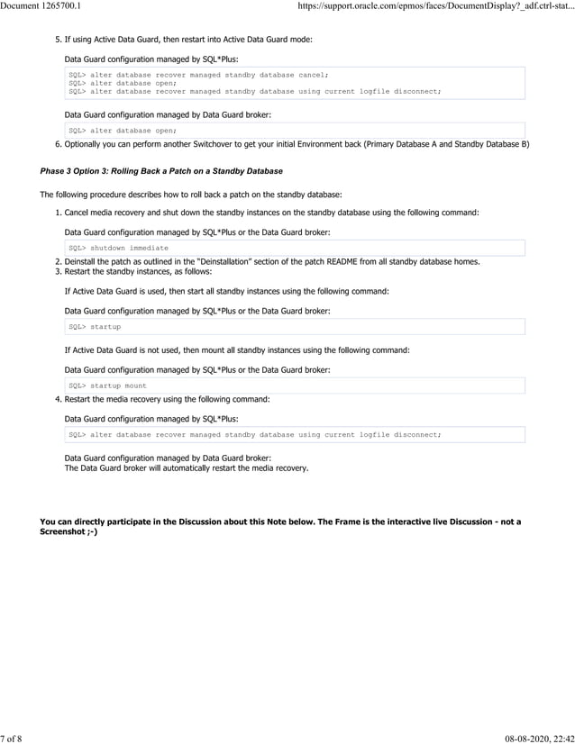 Dataguard first apply patch | PDF