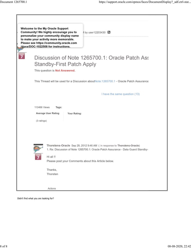 Dataguard first apply patch | PDF