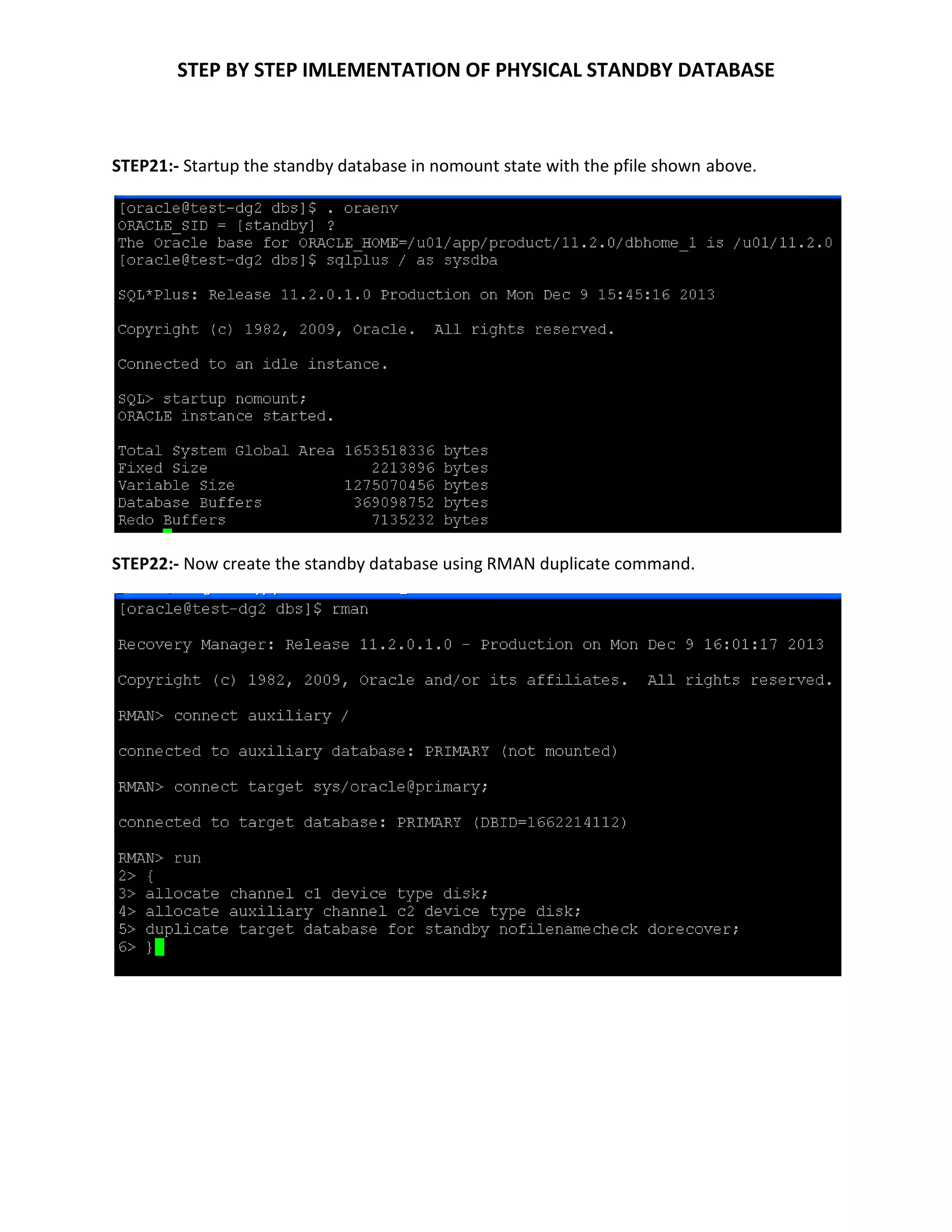 Dataguard implementation | PDF