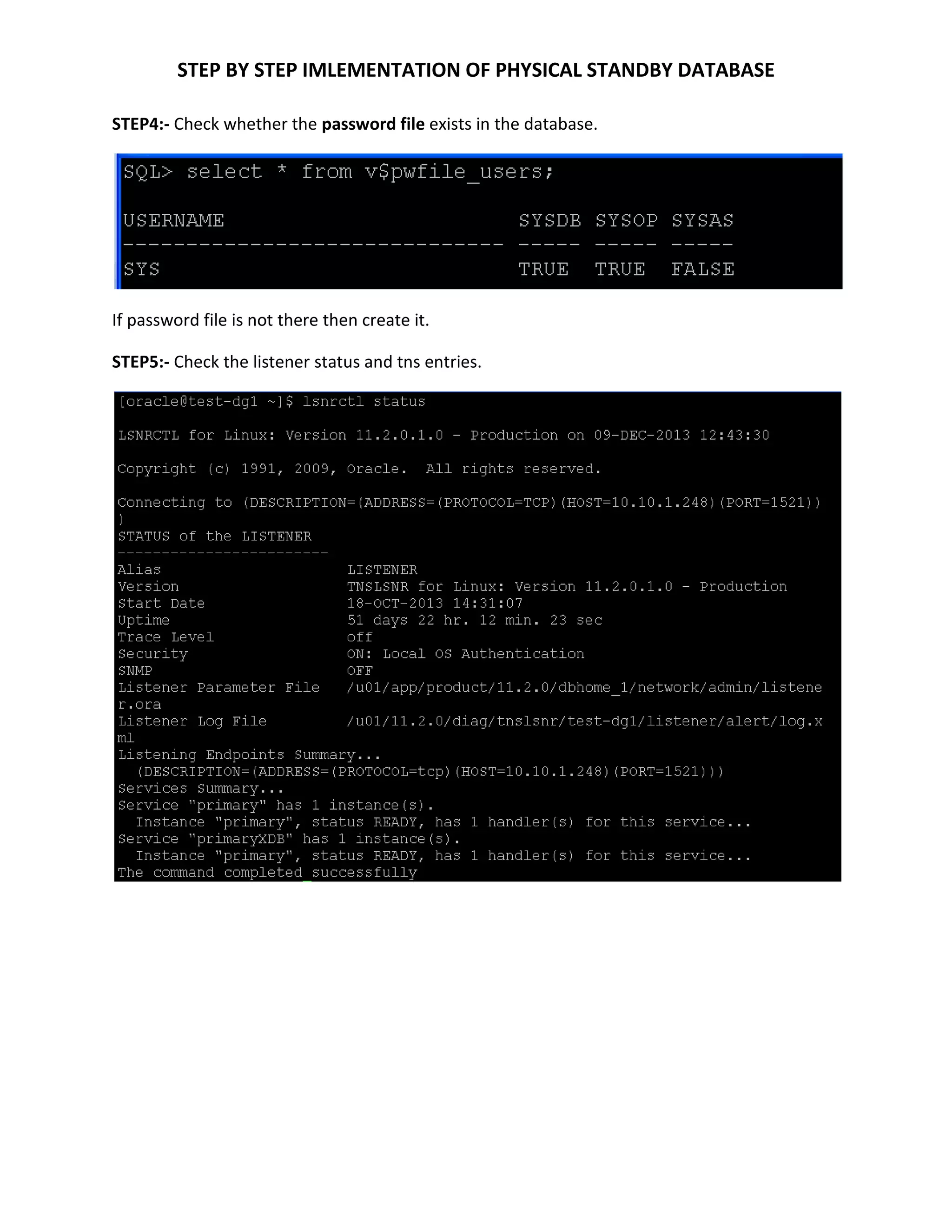 Dataguard implementation | PDF