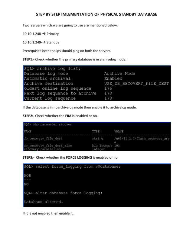 Dataguard implementation | PDF