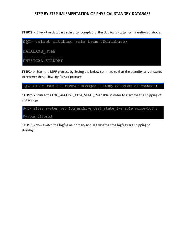 Dataguard implementation | PDF