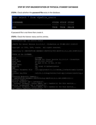 Dataguard implementation | PDF