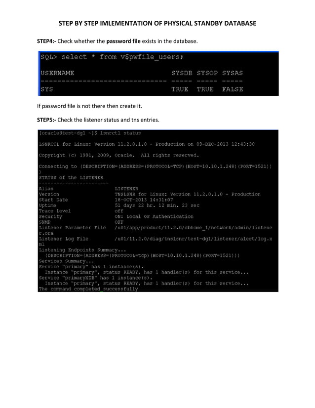 Dataguard implementation | PDF