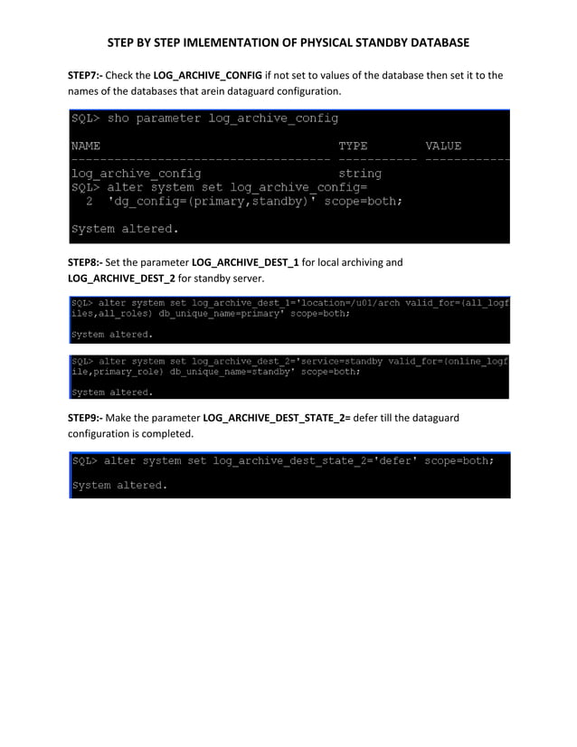 Dataguard implementation | PDF