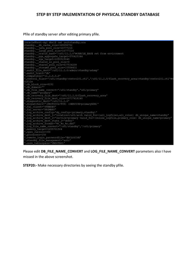 Dataguard implementation | PDF