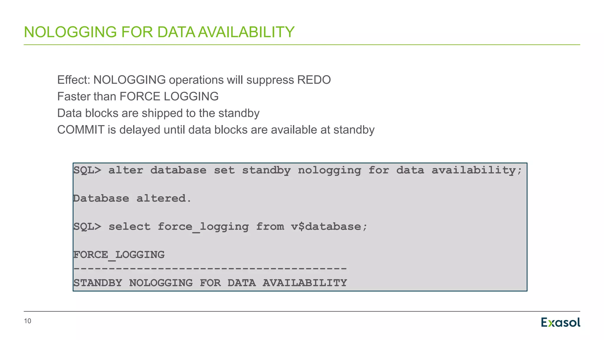Data guard & nologging new features in 18c | PPTX