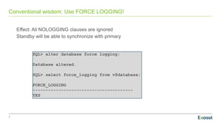Data guard & nologging new features in 18c | PPTX