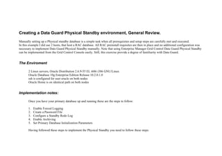 Dataguard physical stand by setup | PDF | Databases | Computer Software and Applications