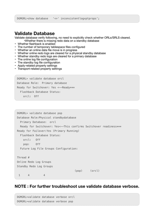 Dataguard Switchover Best Practices using DGMGRL (Dataguard Broker Command Line) | PDF ...