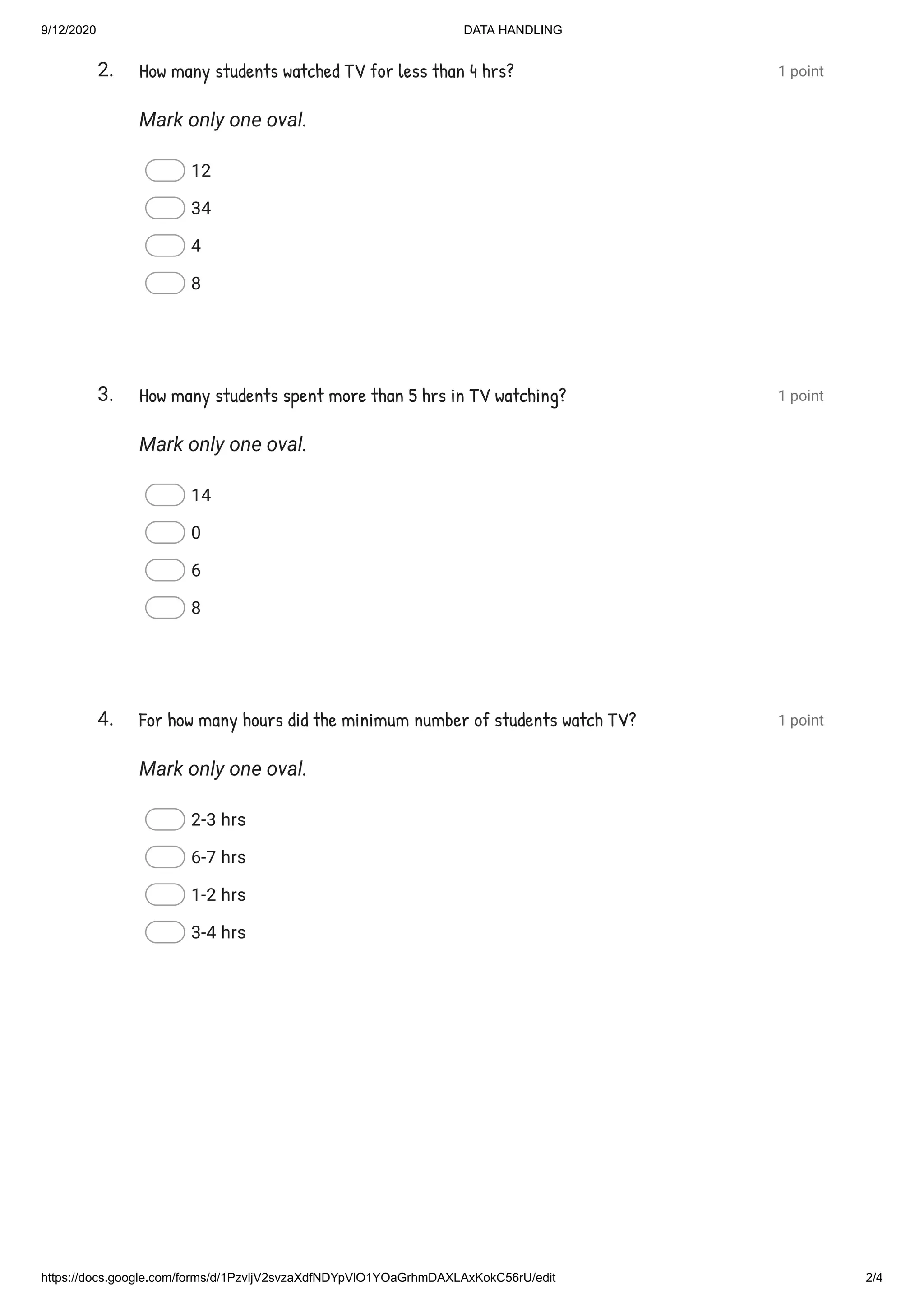 Data handling - WORKSHEET | PDF