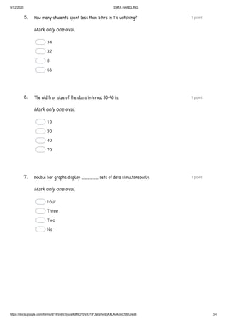 Data handling - WORKSHEET | PDF