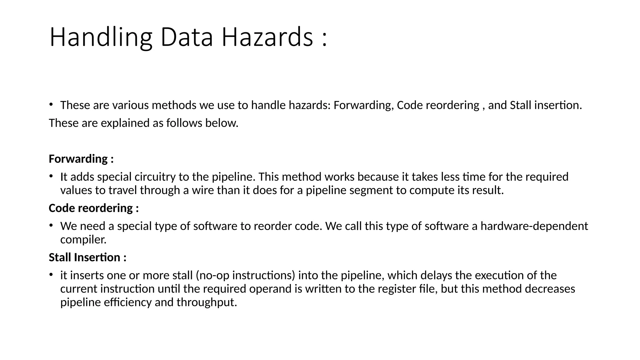Data Hazards and its Handling Methods.pptx | Programming Languages | Computing