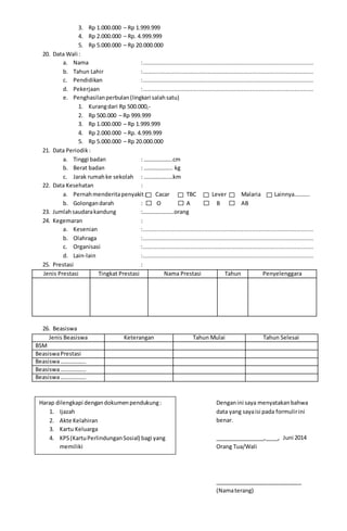 Data identitas Siswa Baru lengkap sesuai dapodik | DOCX