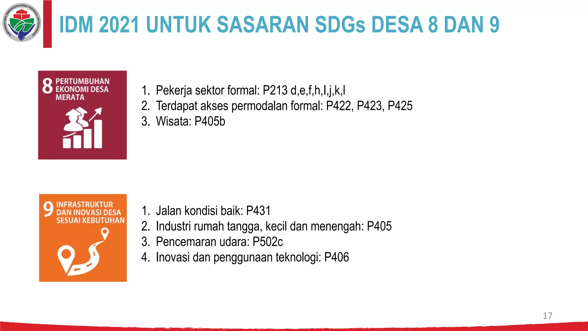 Data IDM 2021 untuk Indikasi SDGs DESA | PDF
