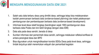 Data IDM 2021 untuk Indikasi SDGs DESA | PDF