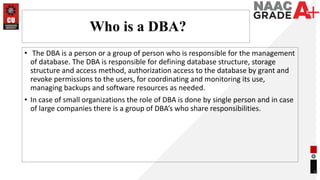 ( data independance,DBA) presentation in | PPTX