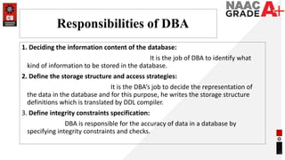 ( data independance,DBA) presentation in | PPTX