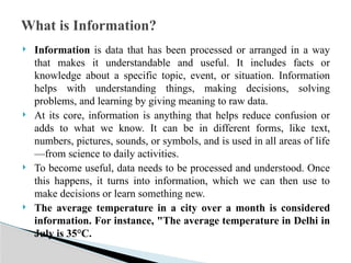 Conceptual Difference Between Data information and knowledge.pptx | Science