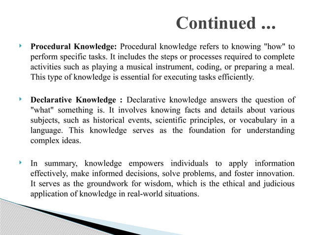 Conceptual Difference Between Data information and knowledge.pptx | Science