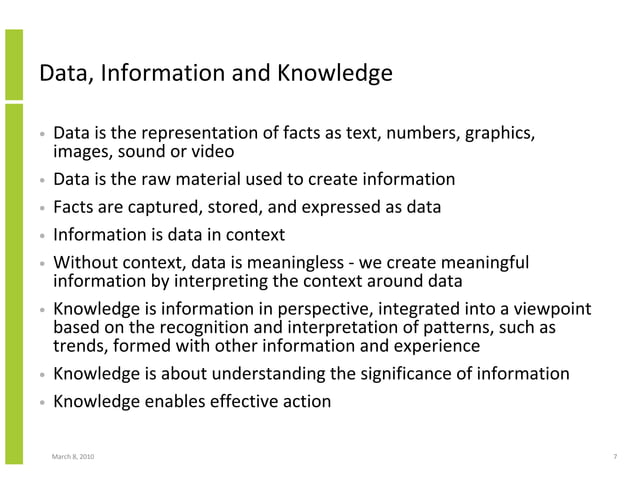 Data, Information And Knowledge Management Framework And The Data ...