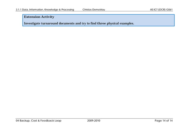 AS ICT (OCR) G061 3.1.1 Data, Information, Knowledge & Processing ...