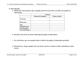 AS ICT (OCR) G061 3.1.1 Data, Information, Knowledge & Processing ...