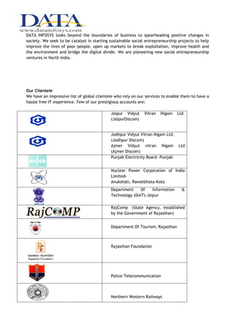Data Infosys Limited, Jaipur | PDF