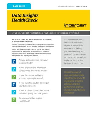 Data Insights HealthCheck | PDF