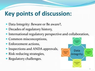 Data integrity - Regulatory Perspective and Challenges: | PPT