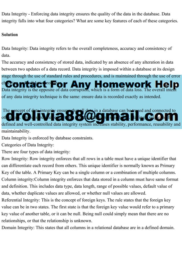 Data Integrity Enforcing Data Integrity Ensures The Quality Of Thepdf