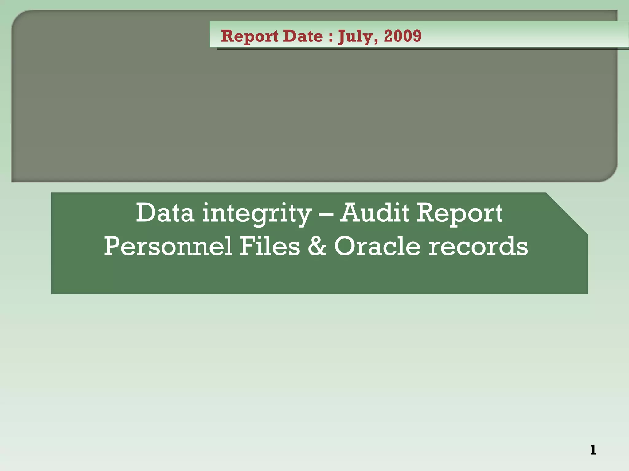 Data Integrity Audit Report & Proposed Solution | PPT