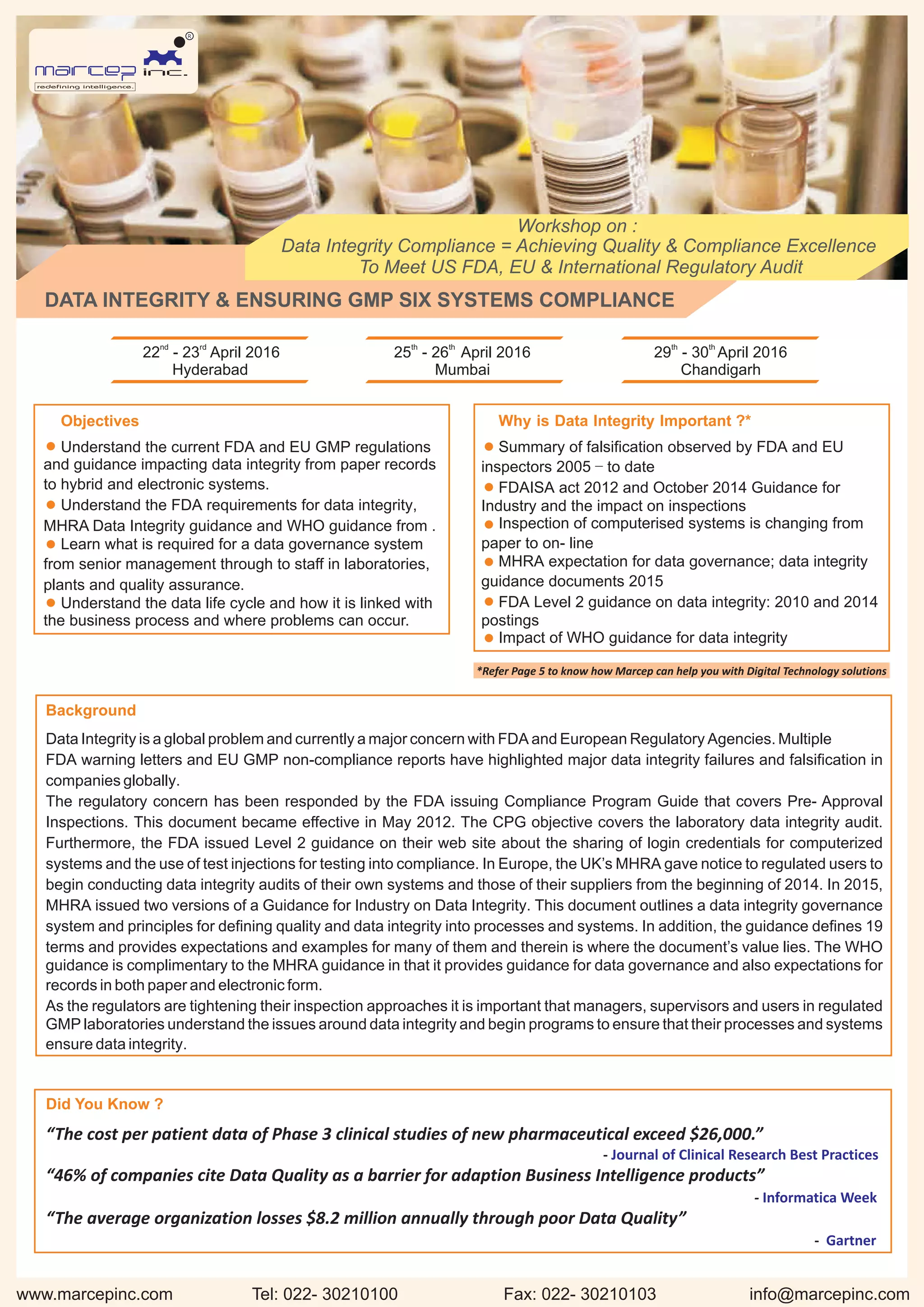 Data Integrity; Ensuring GMP Six Systems Compliance Pharma Training ...