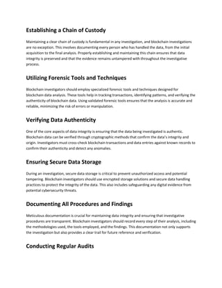 Data Integrity in Blockchain Investigations: Best Practices Every Investigator Should Follow | PDF