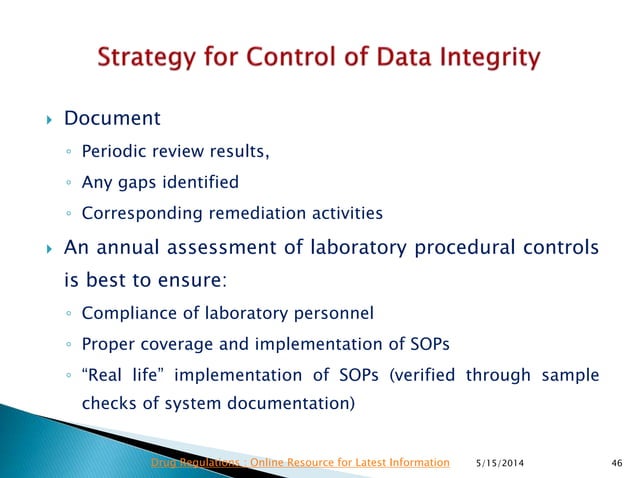 Data Integrity in FDA Regulated Labs | PPTX | Databases | Computer ...