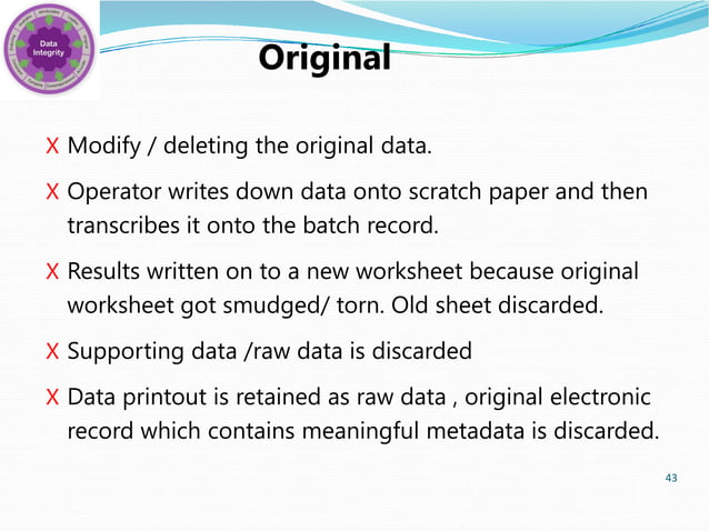 Data Integrity Training by Dr. A. Amsavel | PDF