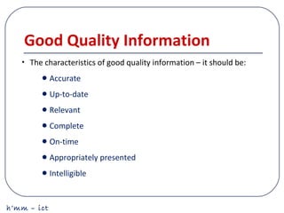 Data, knowledge and information | PPT