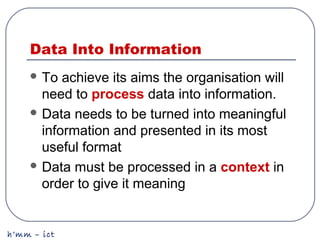Data, knowledge and information | PPT