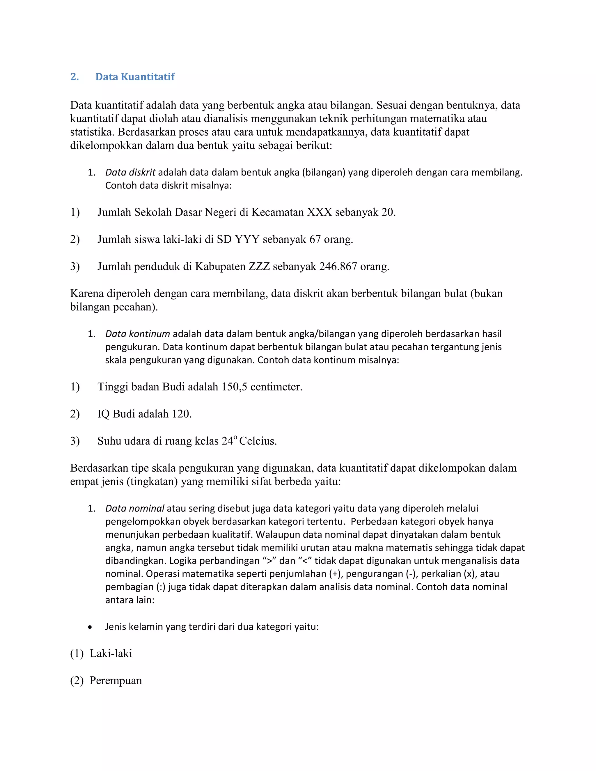 Data kualitatif adalah data yang berbentuk kata | DOCX