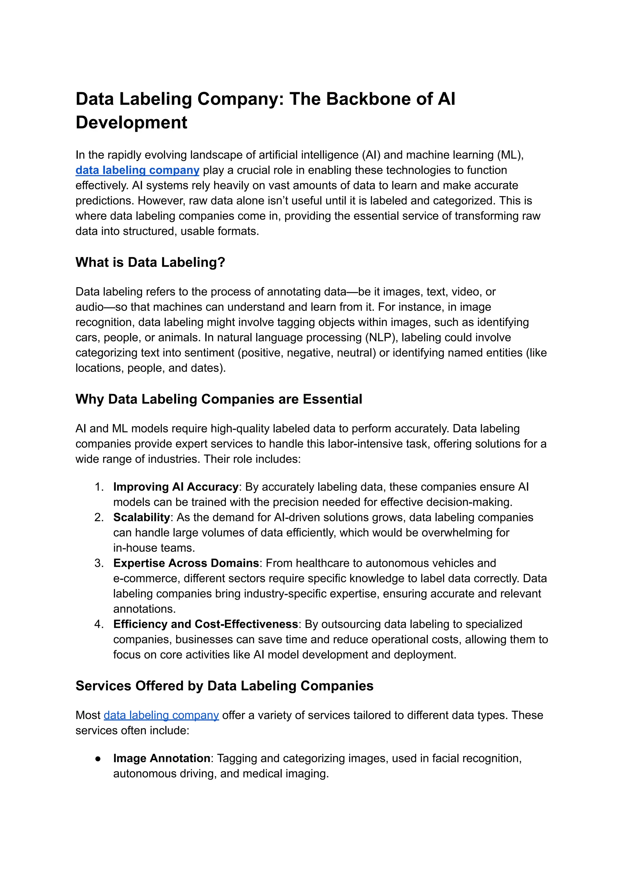 Data Labeling Company: The Backbone of AI Development | PDF