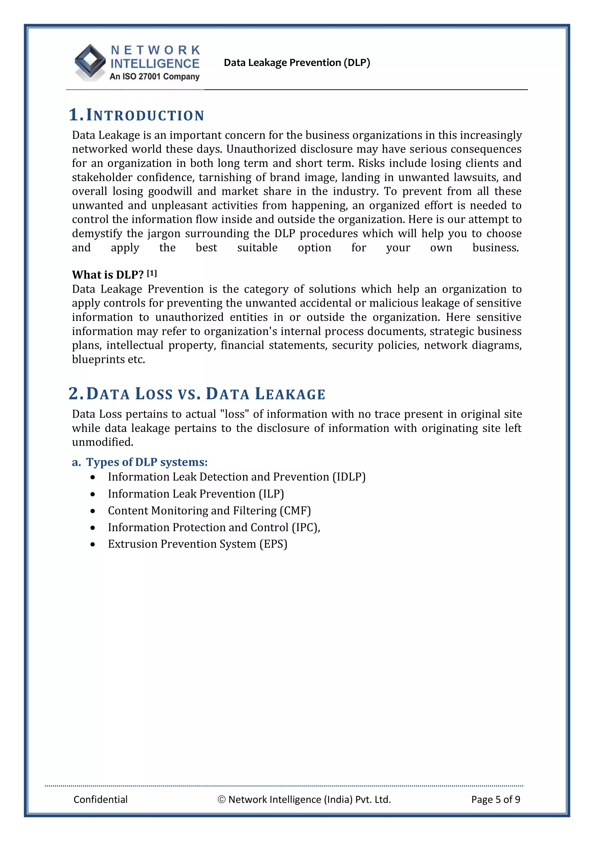 Data Leakage Prevention (DLP) | PDF