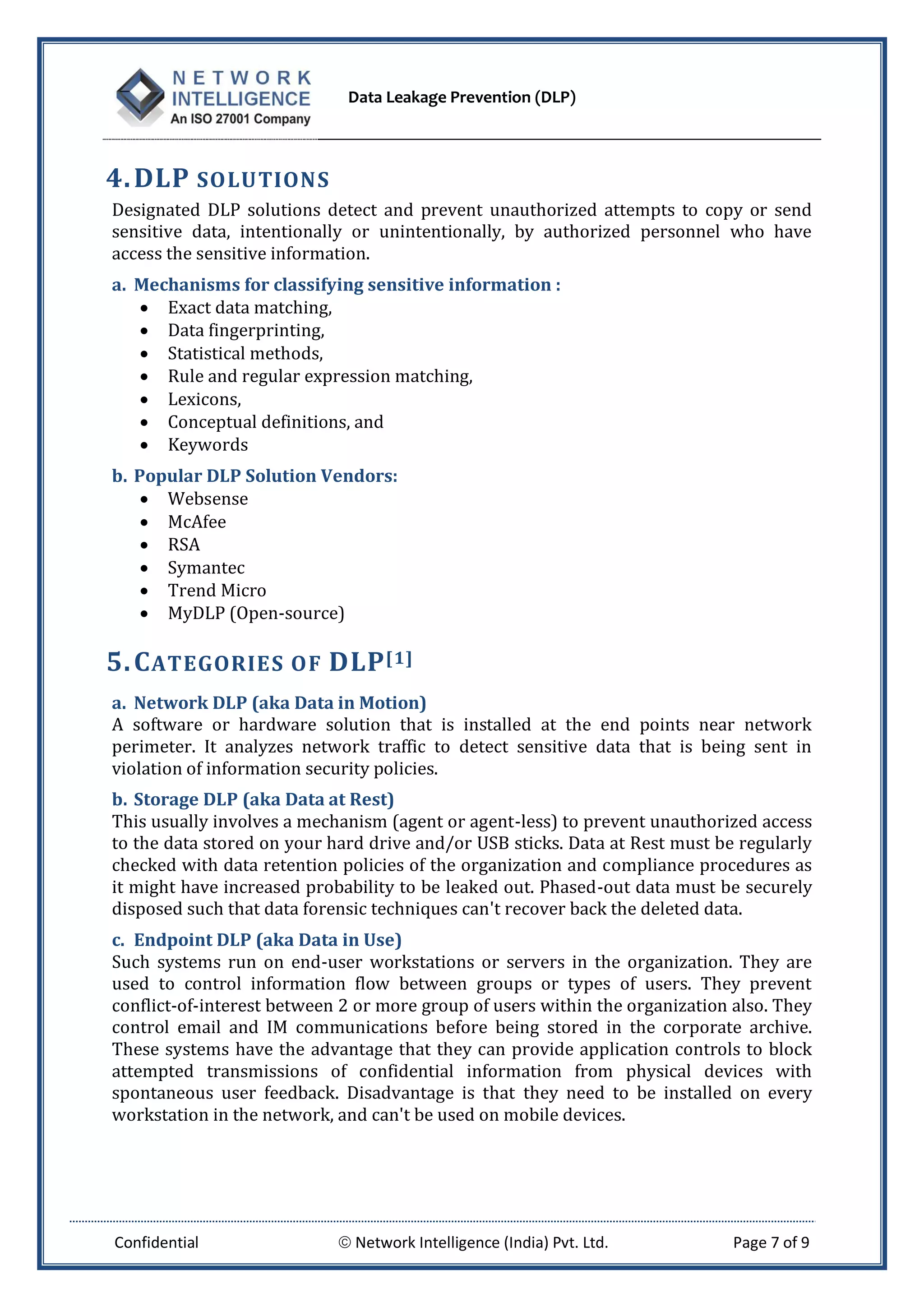Data Leakage Prevention (DLP) | PDF