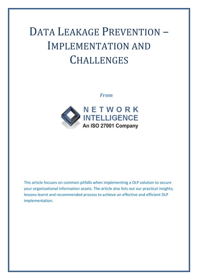 Data Leakage Prevention (DLP) | PDF | Information and Network Security | Computing