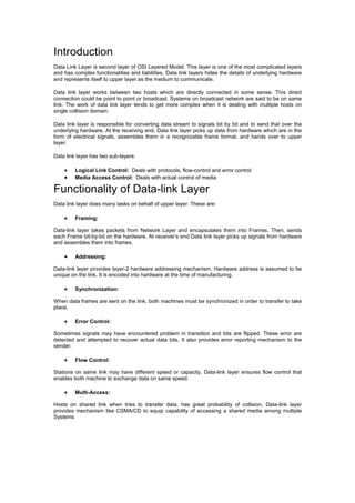 Data link layer tutorial | PDF | Computer Networking | Computing